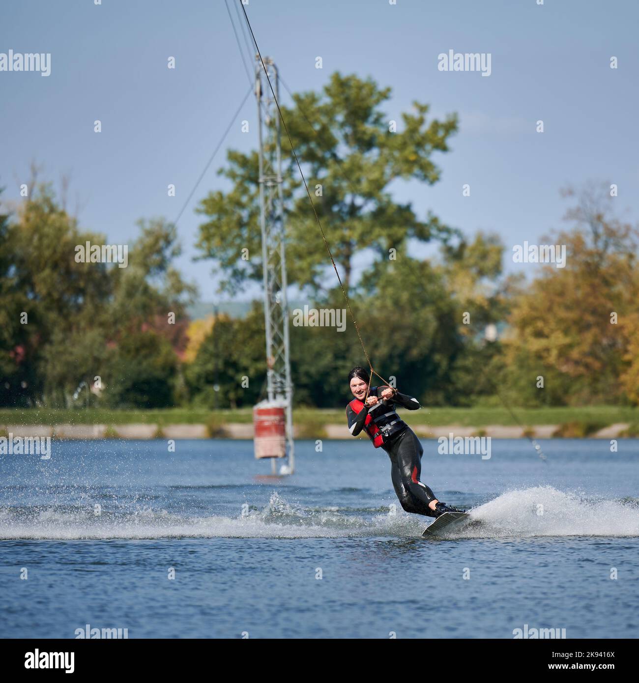 Cable park wakeboarding hi-res stock photography and images - Alamy