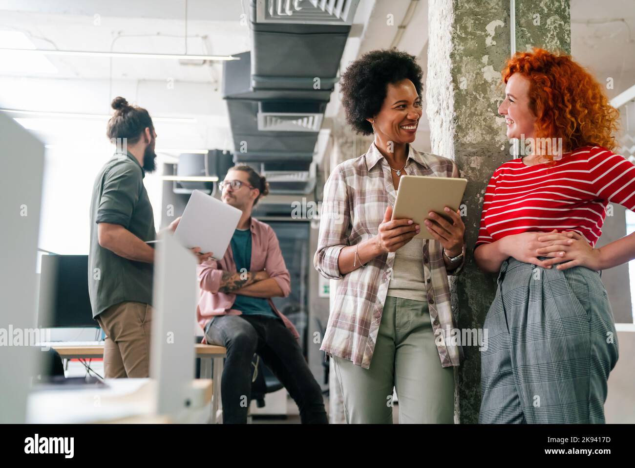 Collaboration and analysis by business people working in office Stock ...