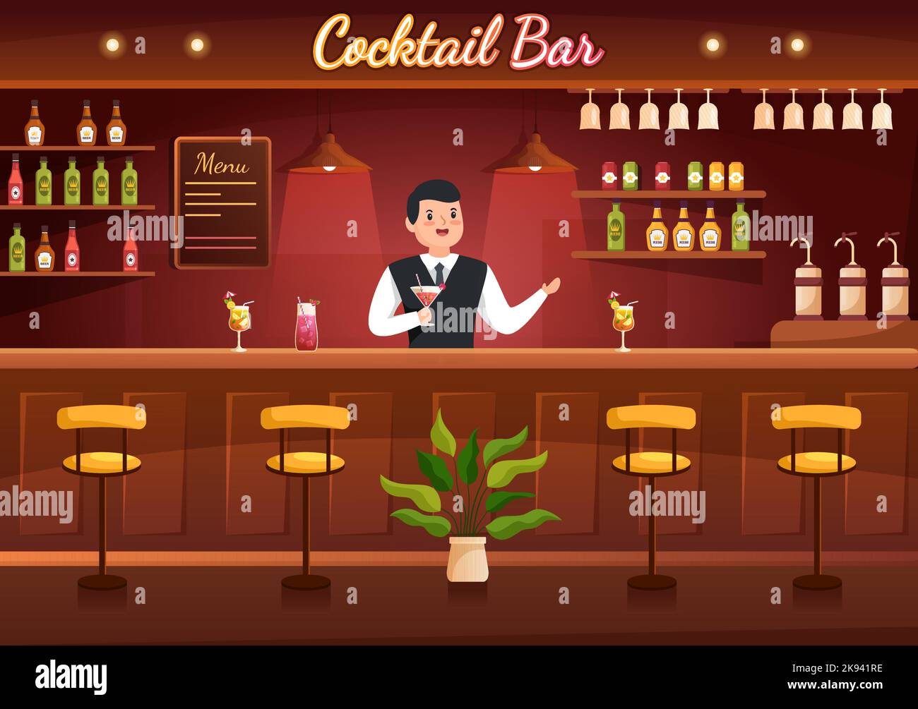 Cocktail Bar or Nightclub with Friends Hanging Out with Alcoholic Fruit ...