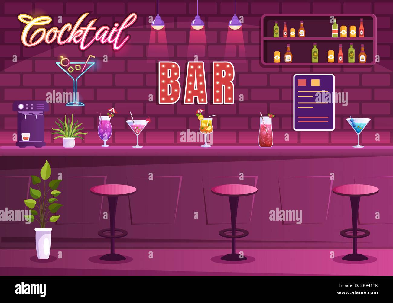 Cocktail Bar or Nightclub with Friends Hanging Out with Alcoholic Fruit ...