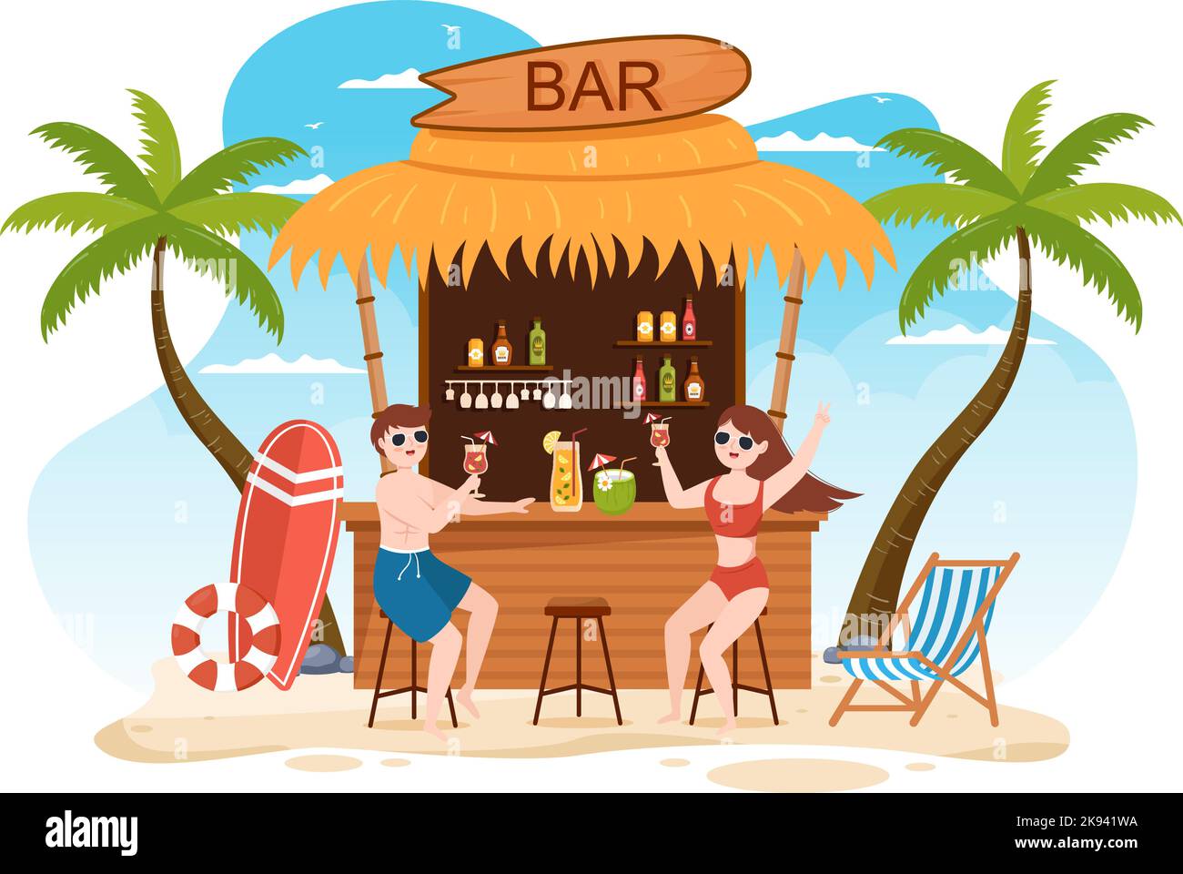 Bartender serving drinks Stock Vector Images - Alamy