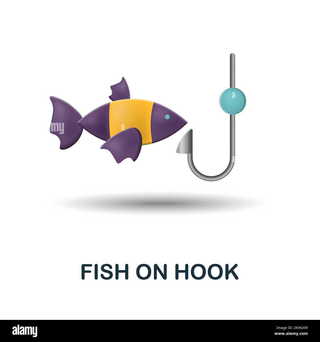 Fish On Hook icon. 3d illustration from fishing collection. Creative ...