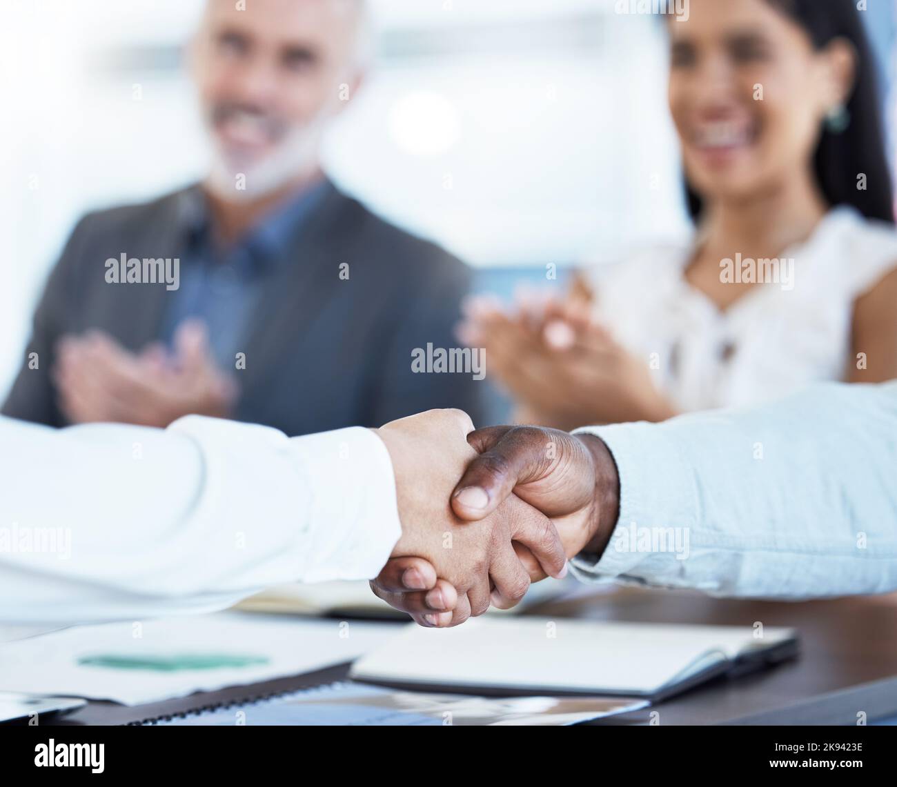 Business, partnership and handshake diversity deal with corporate ...