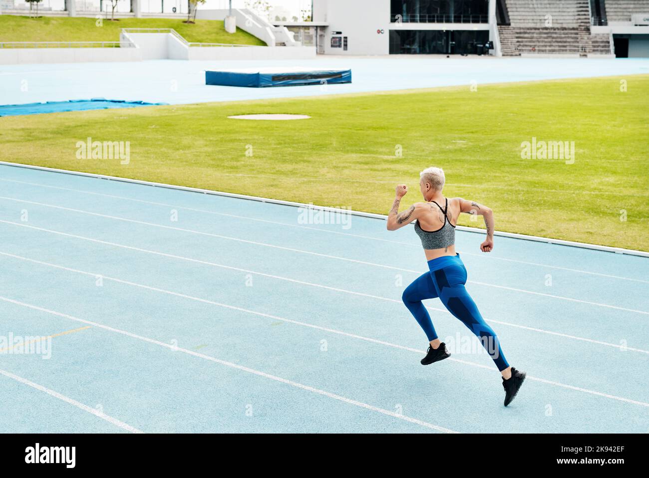 There is no day off in an athletes life. Full length shot of an ...