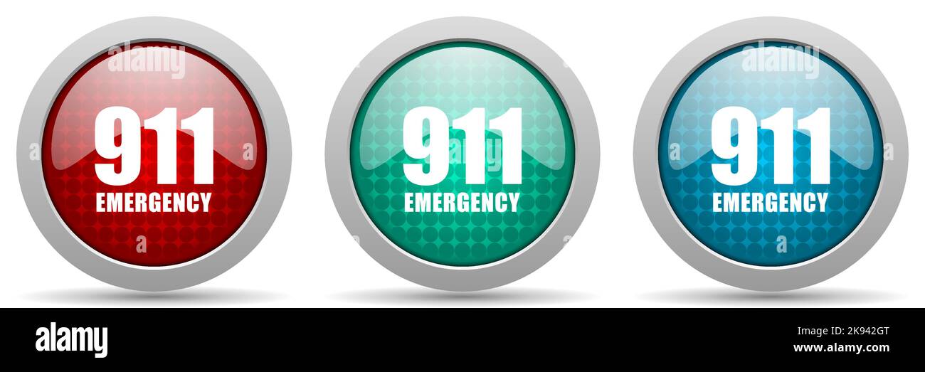 Number emergency 911 vector icon set, glossy web buttons collection Stock Vector Image & Art - Alamy