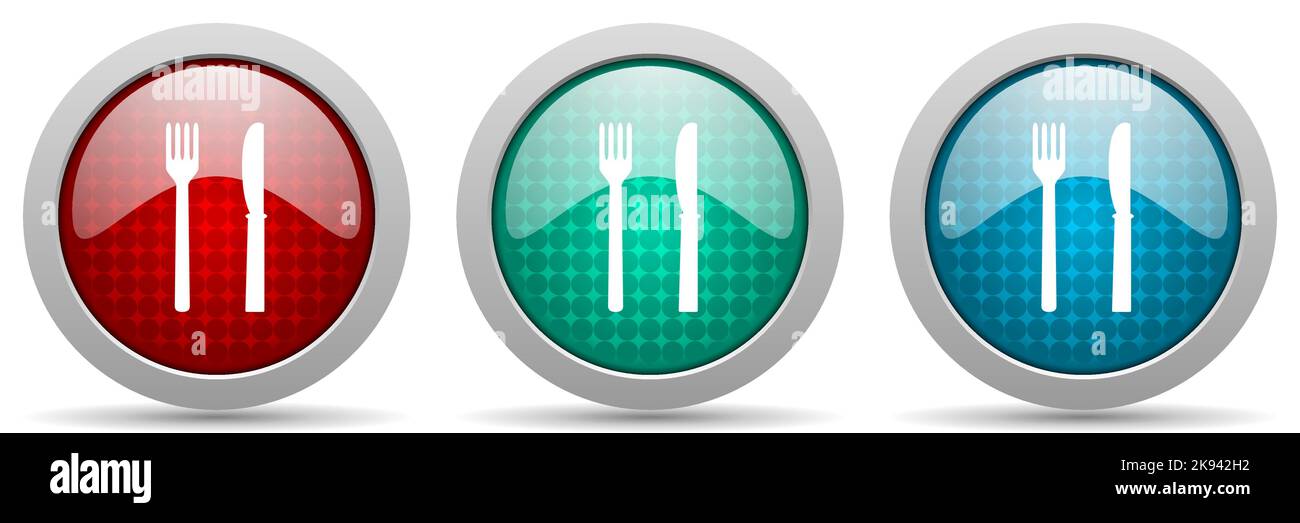 Eat vector icon set, glossy web buttons collection Stock Vector Image ...