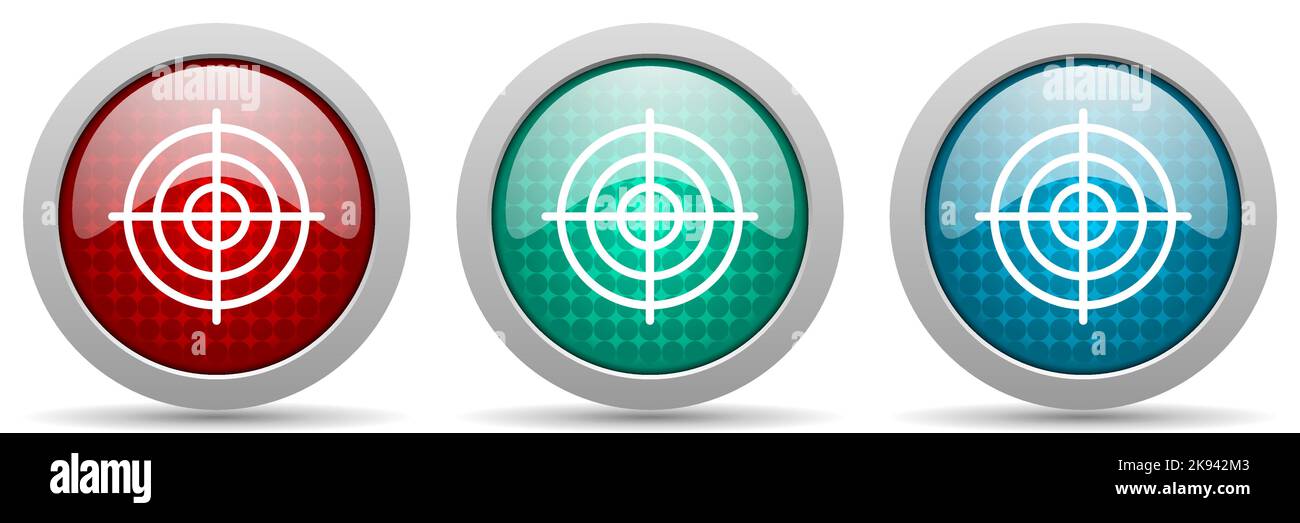 Target vector icon set, glossy web buttons collection Stock Vector ...