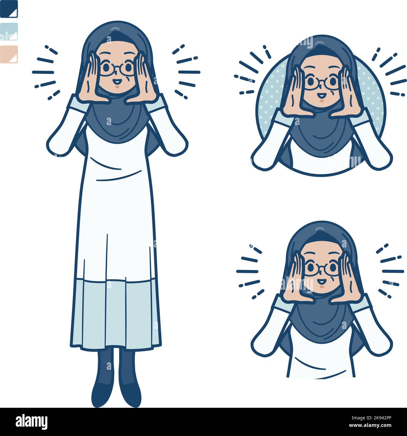 A senior arabic woman with Calling out loud images.It's vector art so ...