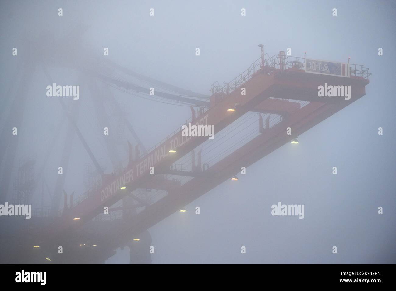 Hamburg, Germany. 26th Oct, 2022. A container gantry crane at the Tollerort container terminal ...