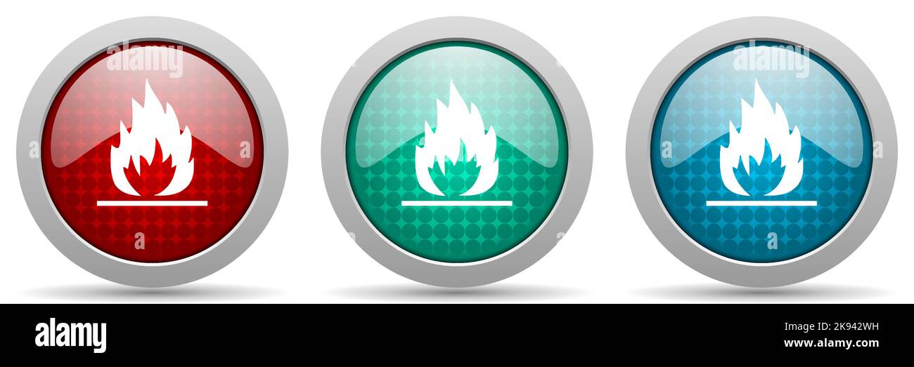 Flame vector icon set, glossy web buttons collection Stock Vector Image ...