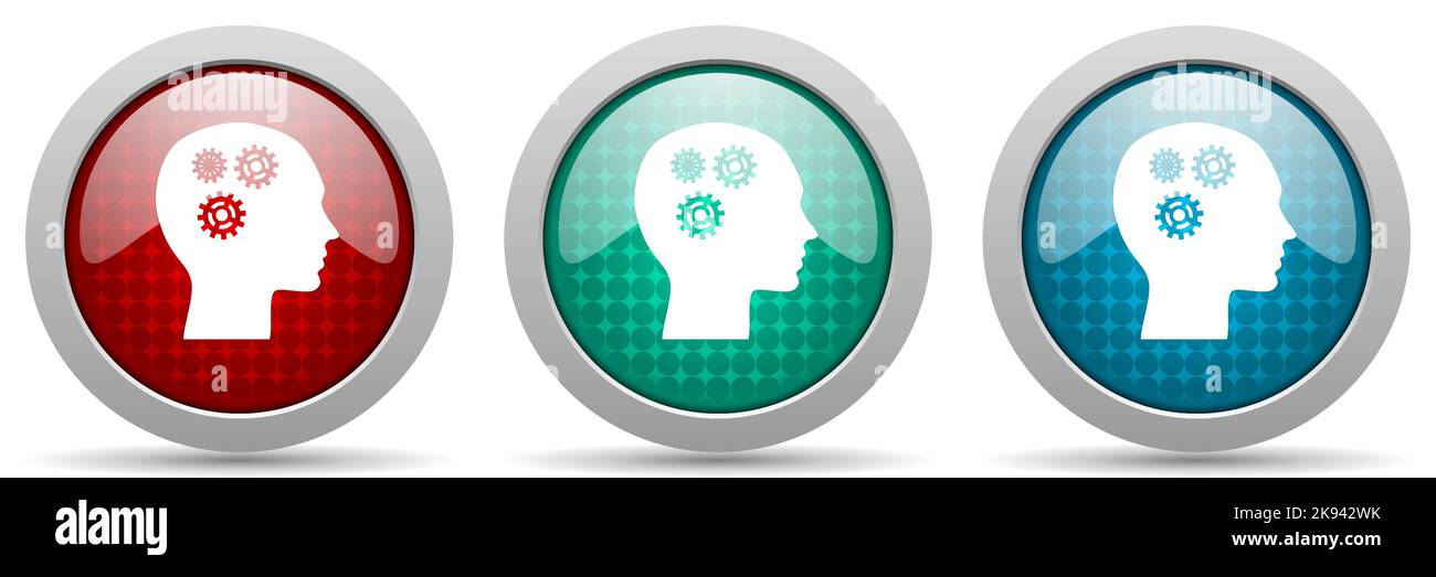 Head vector icon set, glossy web buttons collection Stock Vector Image ...
