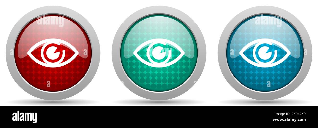 Eye vector icon set, glossy web buttons collection Stock Vector Image ...