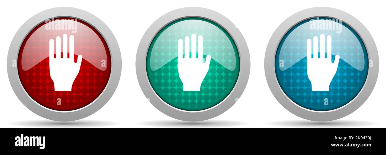 Stop vector icon set, glossy web buttons collection Stock Vector Image ...