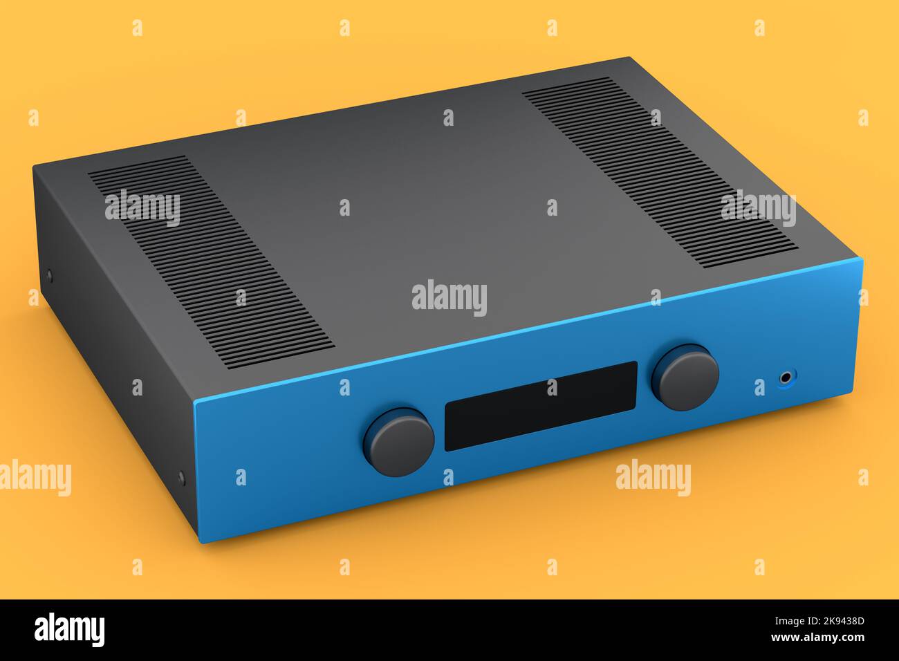 HiFi system with turntable and amplifier for home theater on yellow ...