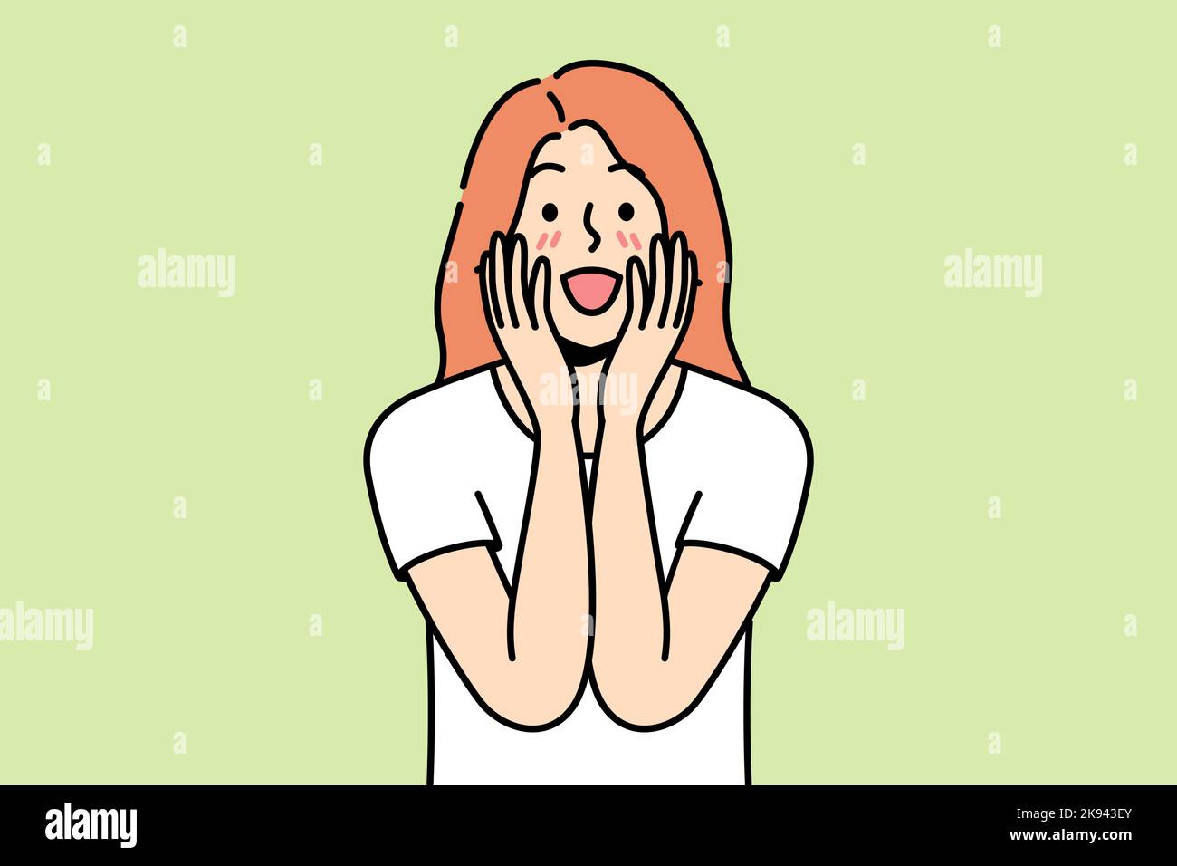 Happy Young Woman Feel Excited With Good Unbelievable News Smiling