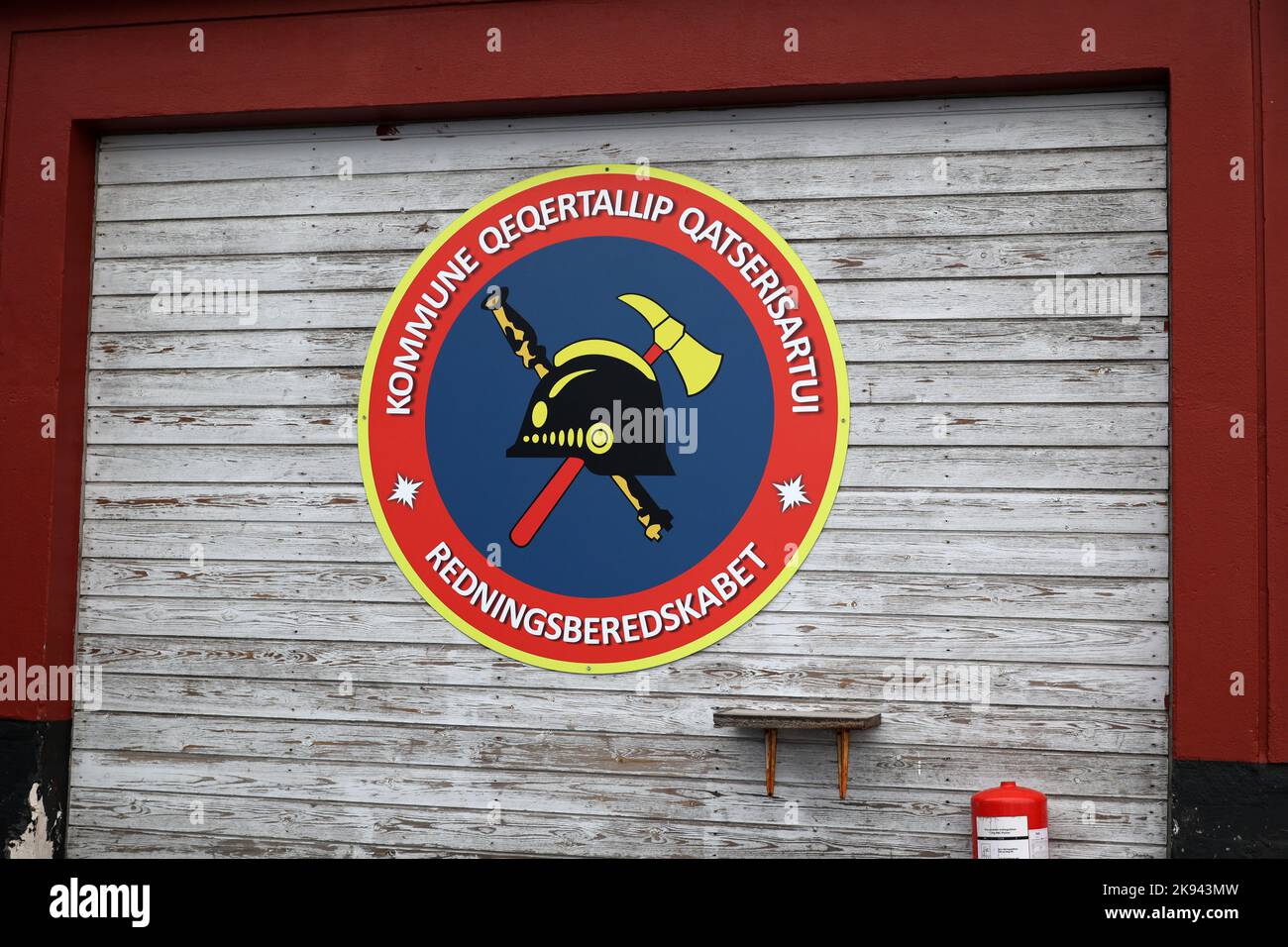 Symbol of the fire brigade of the small town Qeqertarsuaq, Greenland ...