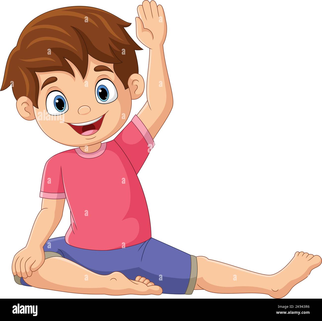 Cartoon little boy doing deer yoga pose Stock Vector Image & Art - Alamy