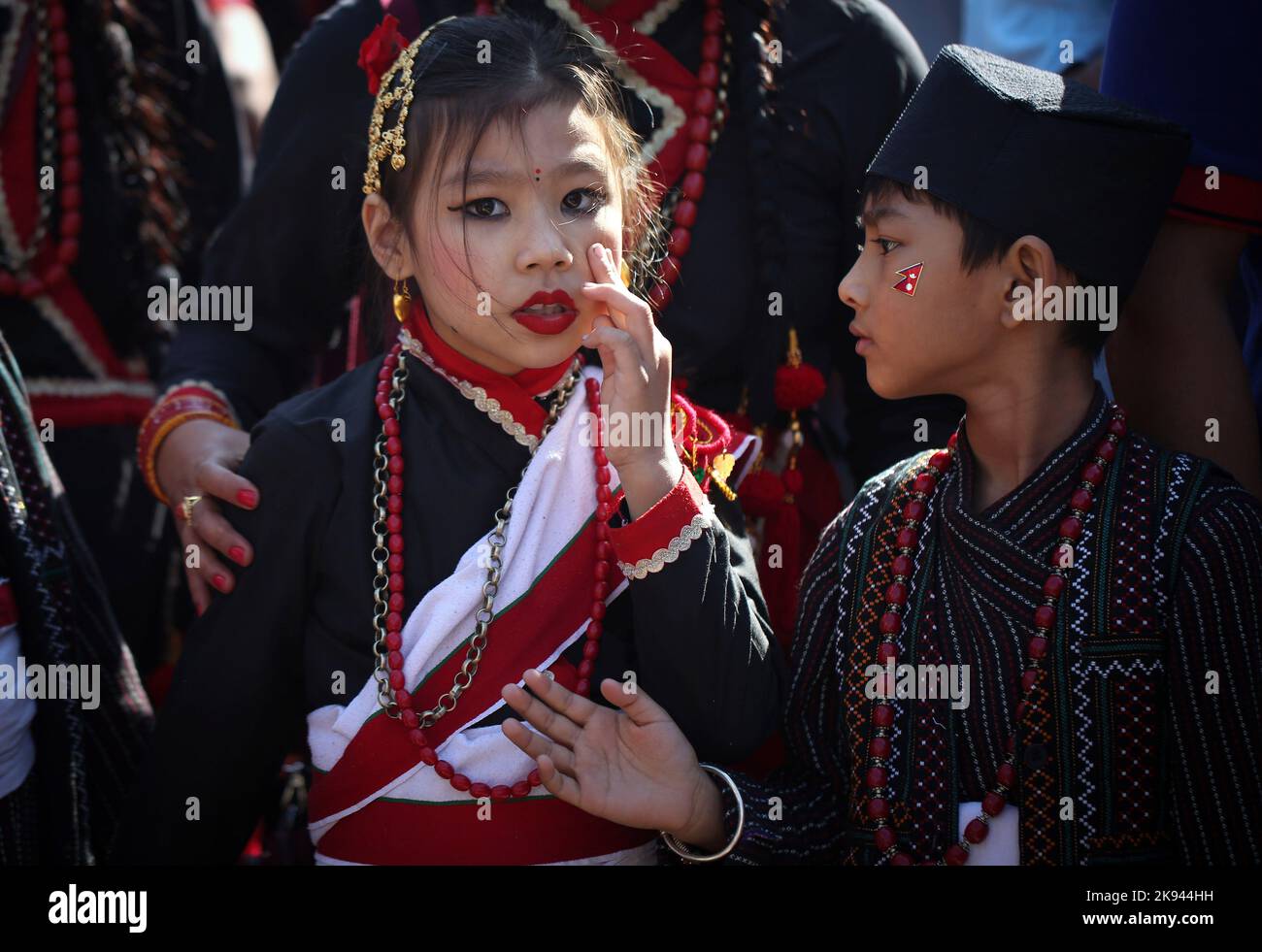 Kathmandu, Bagmati, Nepal. 26th Oct, 2022. Kids from ethnic Newar ...