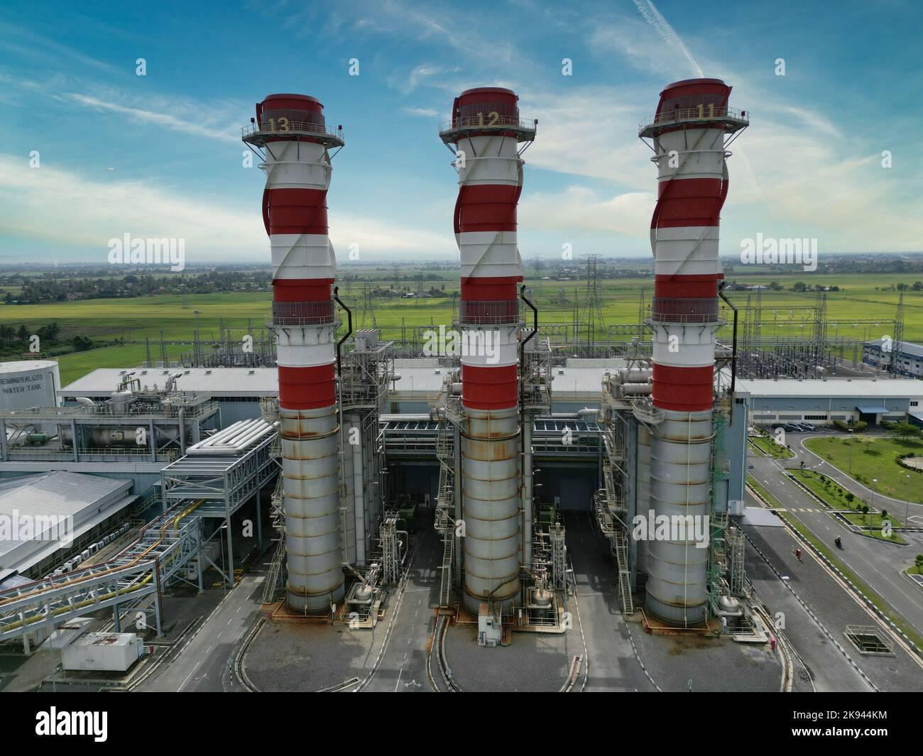 chimneys of gas fired power plant Stock Photo - Alamy