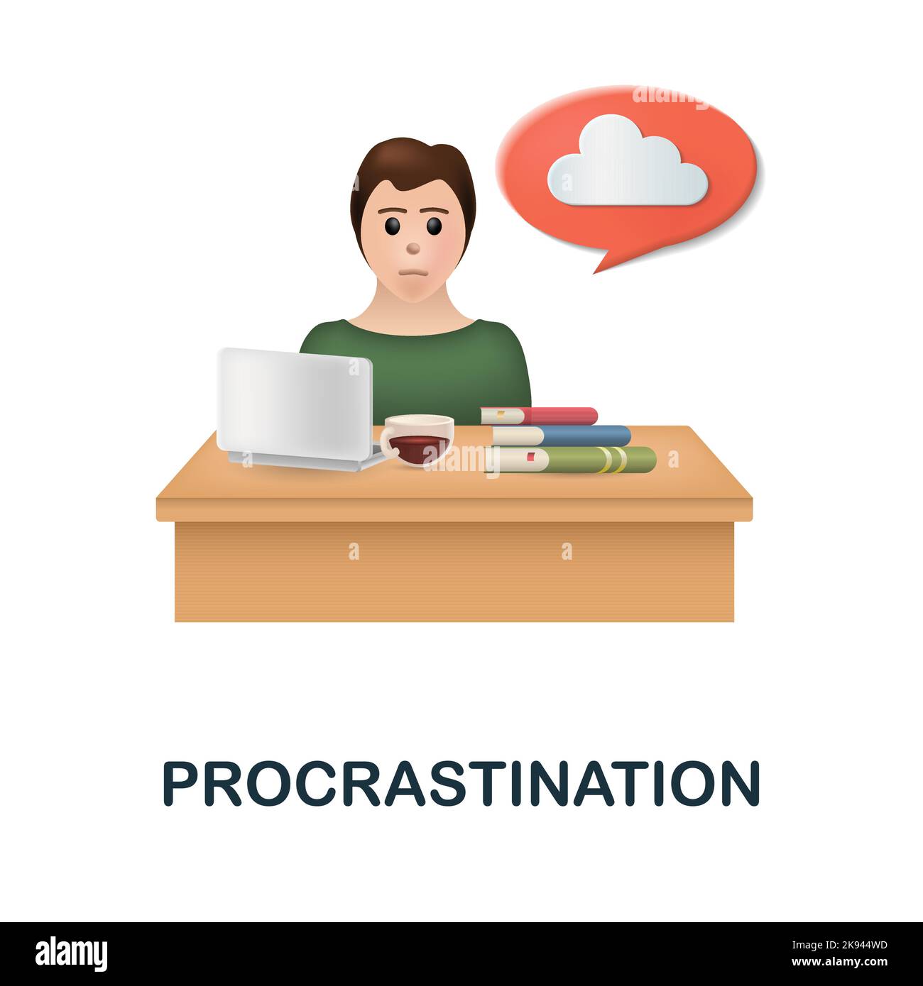 Procrastination icon. 3d illustration from human productivity ...