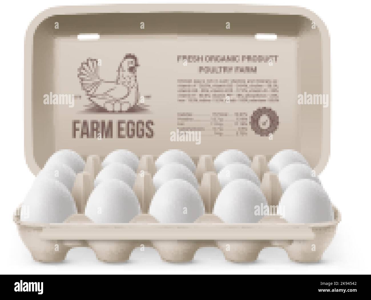 Fresh Organic Chicken Eggs in Open Carton Pack, or Egg Container ...