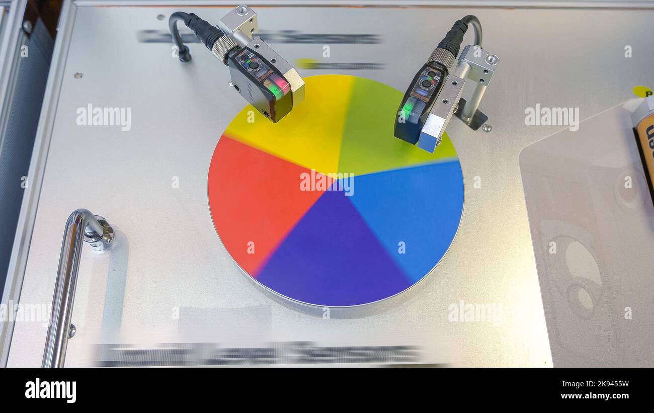 Rotating colored manucature machine disk hi-res stock photography and ...