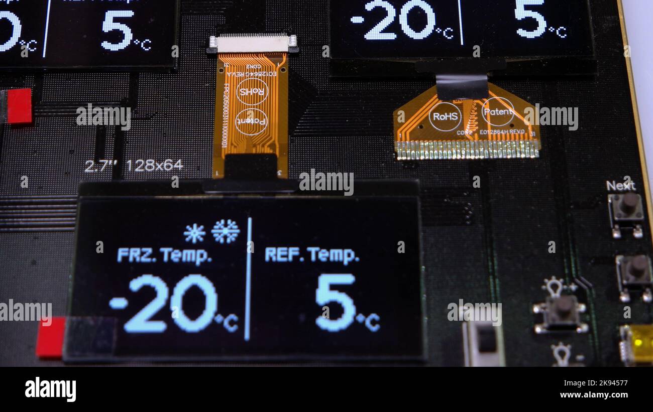 Computer pc with graphic display and weather information. Chip details ...