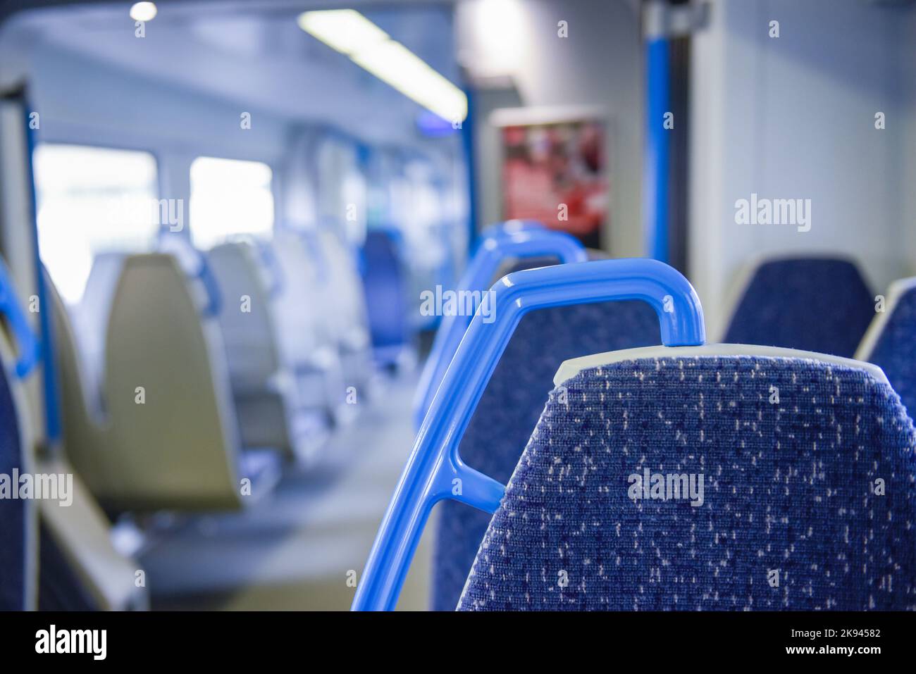 Empty train carriage with copy space on a morning journey Stock Photo ...