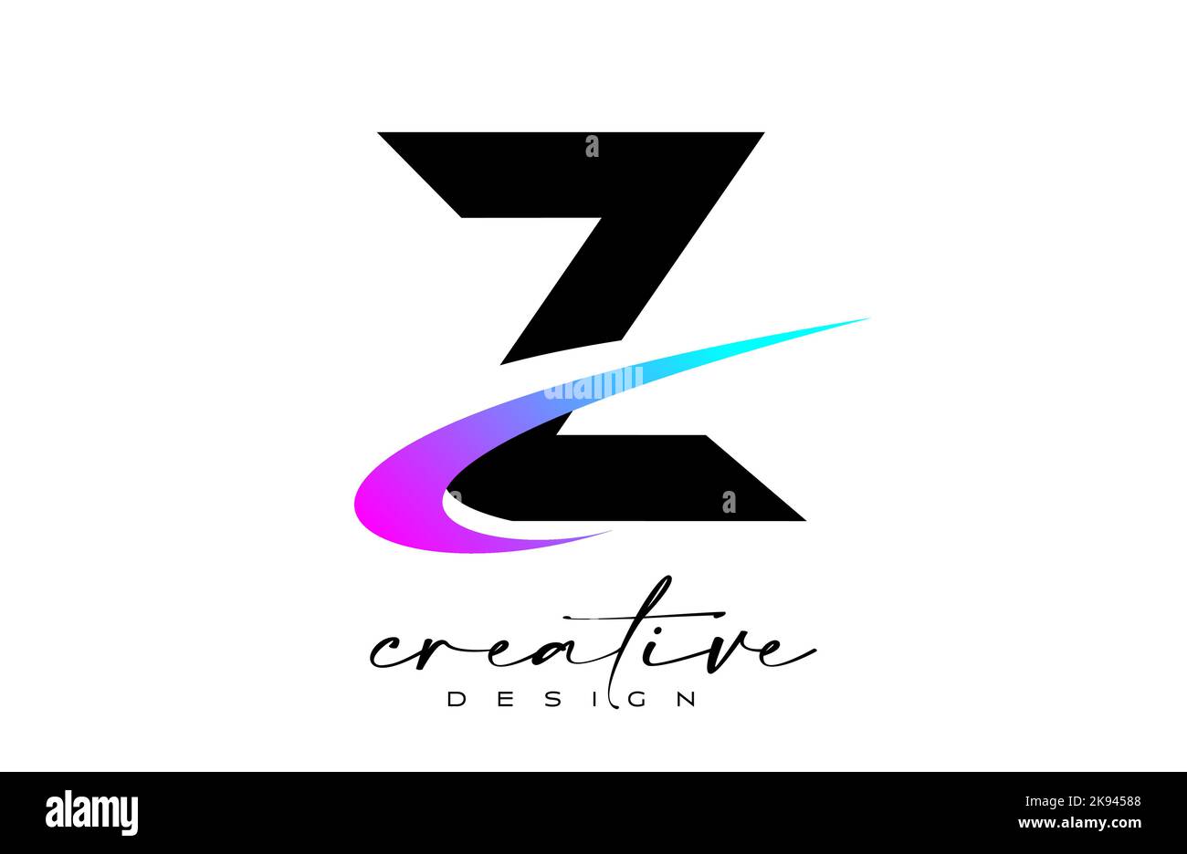 Z Letter Logo Design with Creative Purple Blue Swoosh. Letter z Initial ...