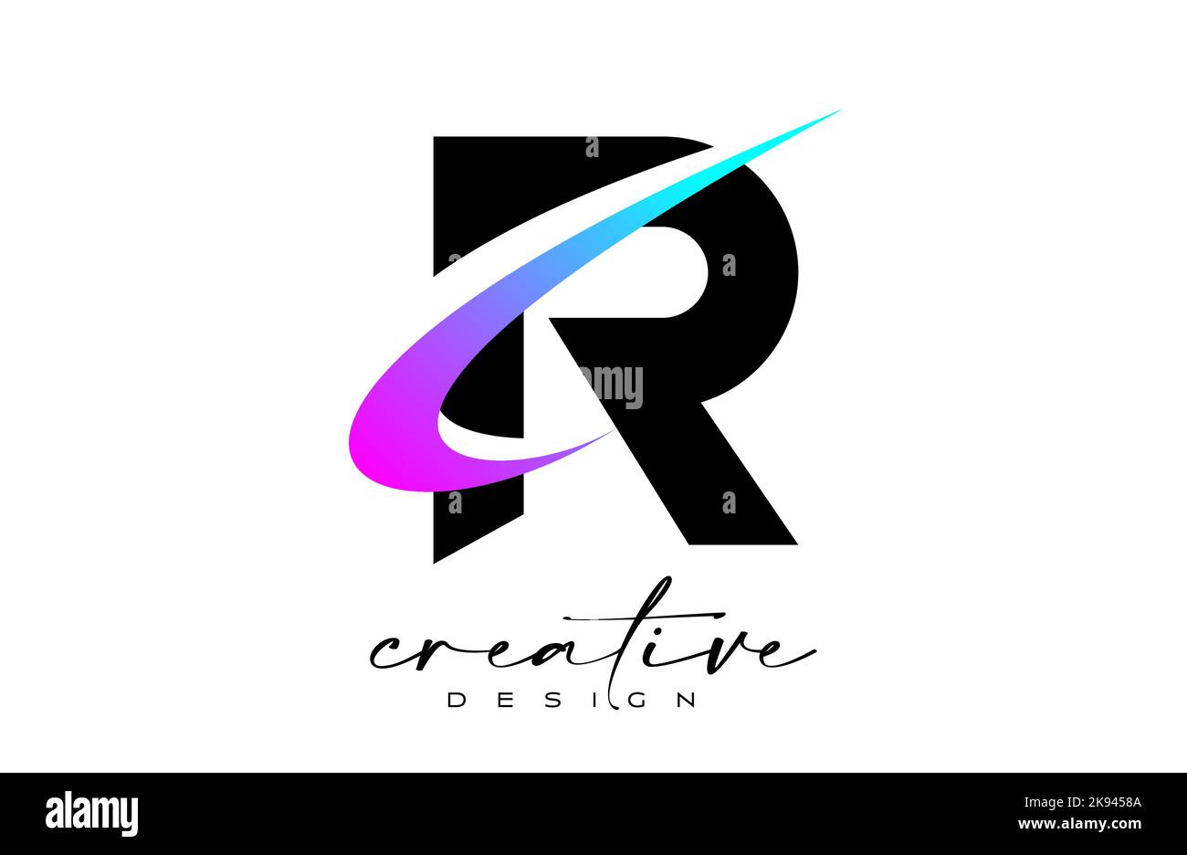 R Letter Logo Design with Creative Purple Blue Swoosh. Letter r Initial ...