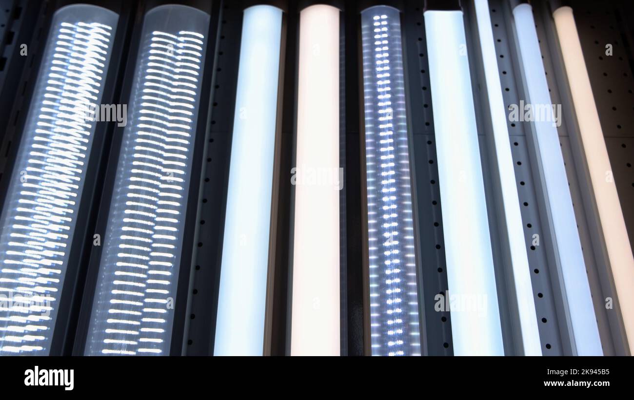 Metal steel construction with bright lights. LED decoration lights idea ...