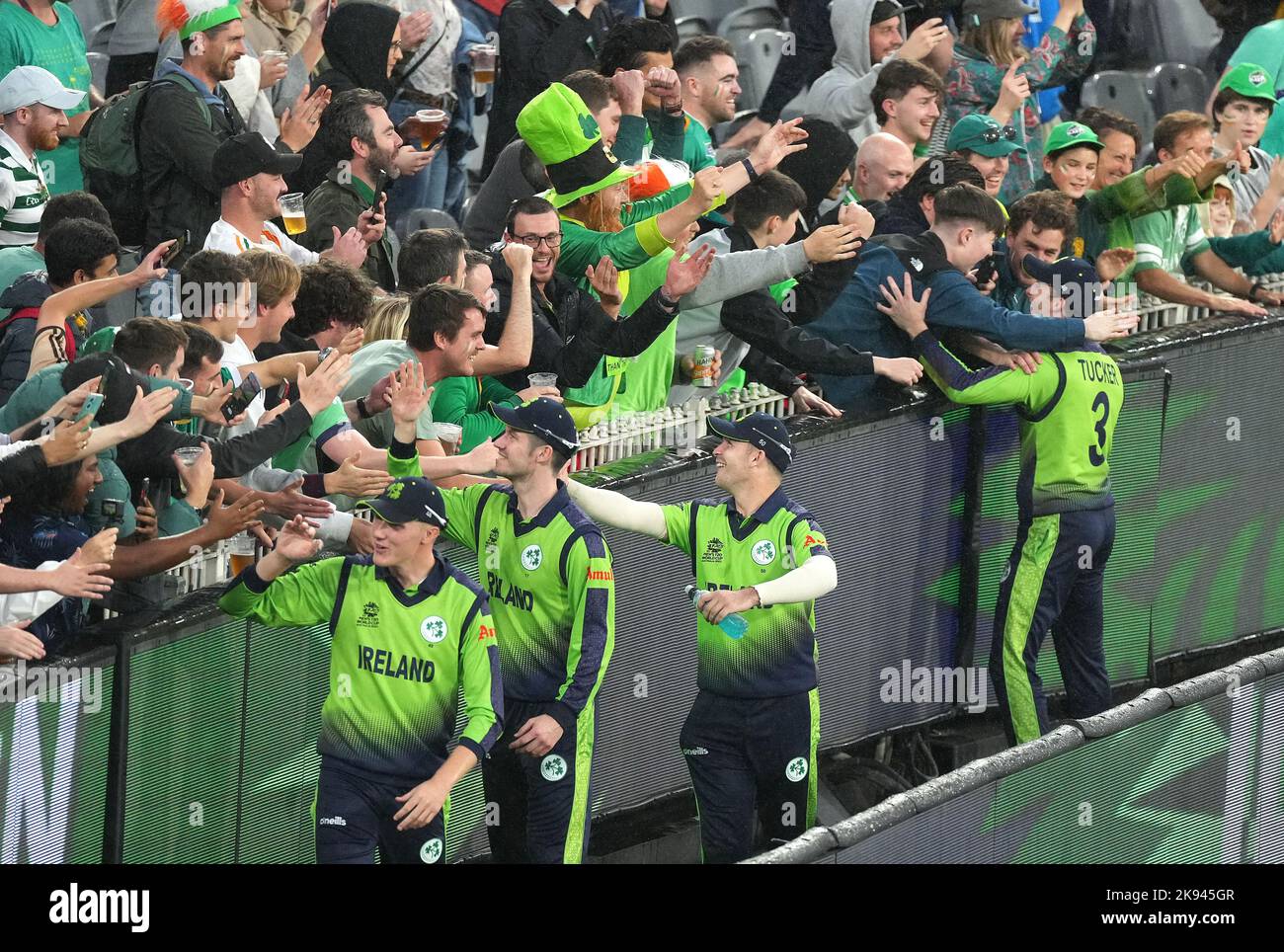 Ireland players celebrate with fans following their win in the T20 ...