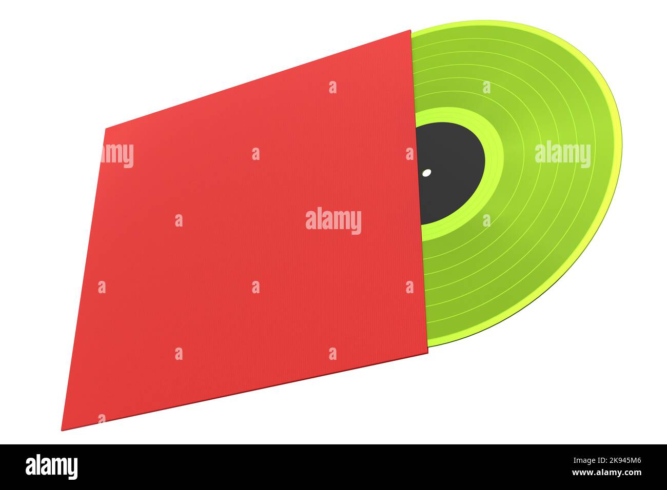 Black vinyl LP record with cover isolated on white background. 3d ...