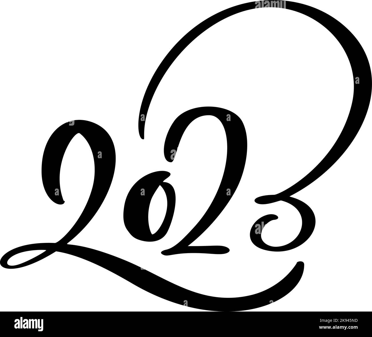 Calligraphy vintage vector lettering hand drawn black number text 2023 ...
