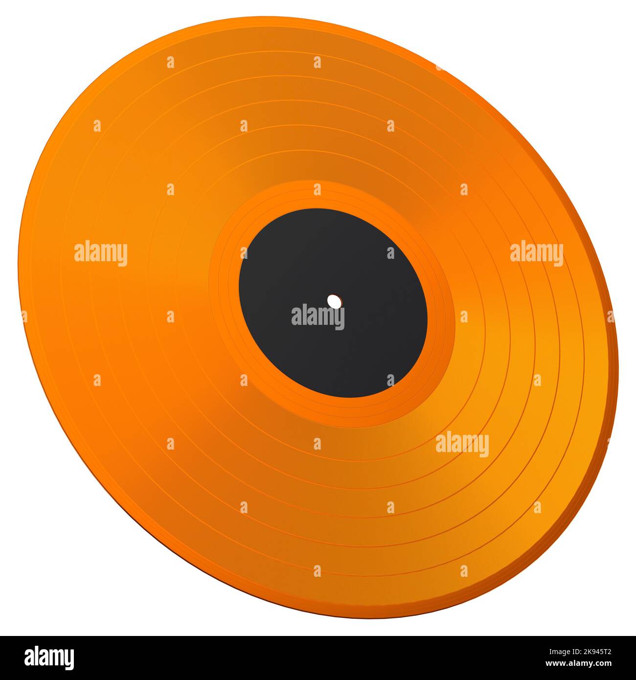 Black vinyl LP record with label isolated on white background. 3d ...