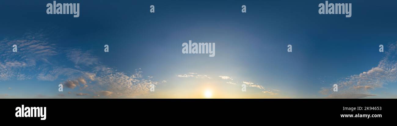 Blue summer sky panorama with light Cirrus clouds. Hdr seamless ...