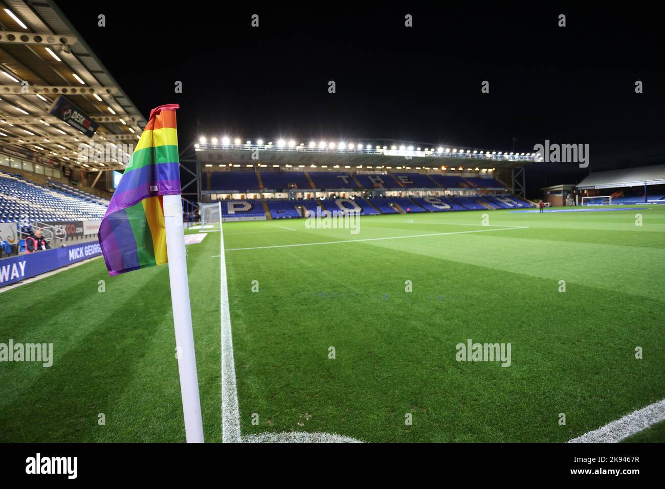 Peterborough, UK. 25th Oct, 2022. A Rainbow corner flag at the ...