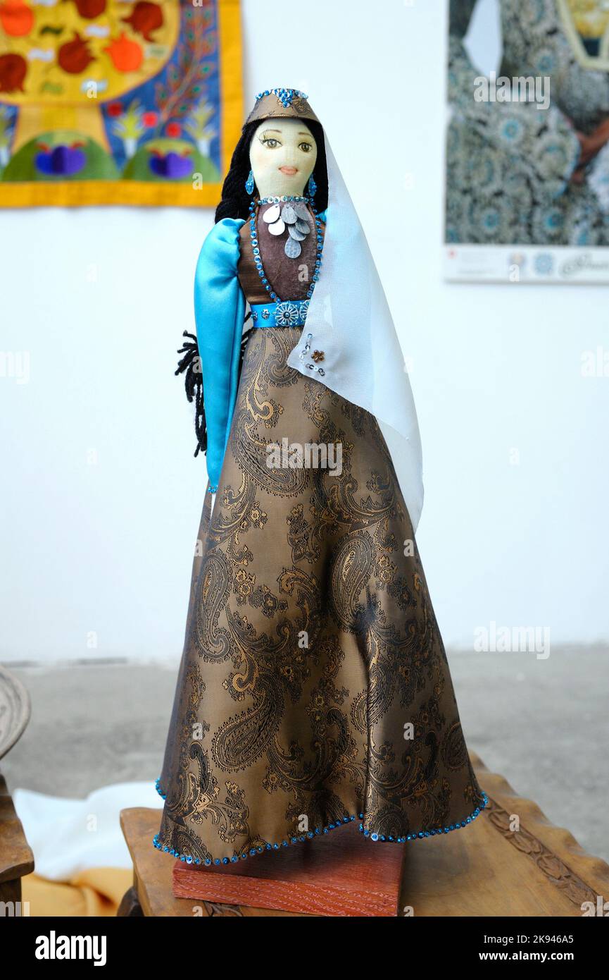 Traditional Crimean Tartar woman costume put on dummy. Kyiv, Ukraine ...