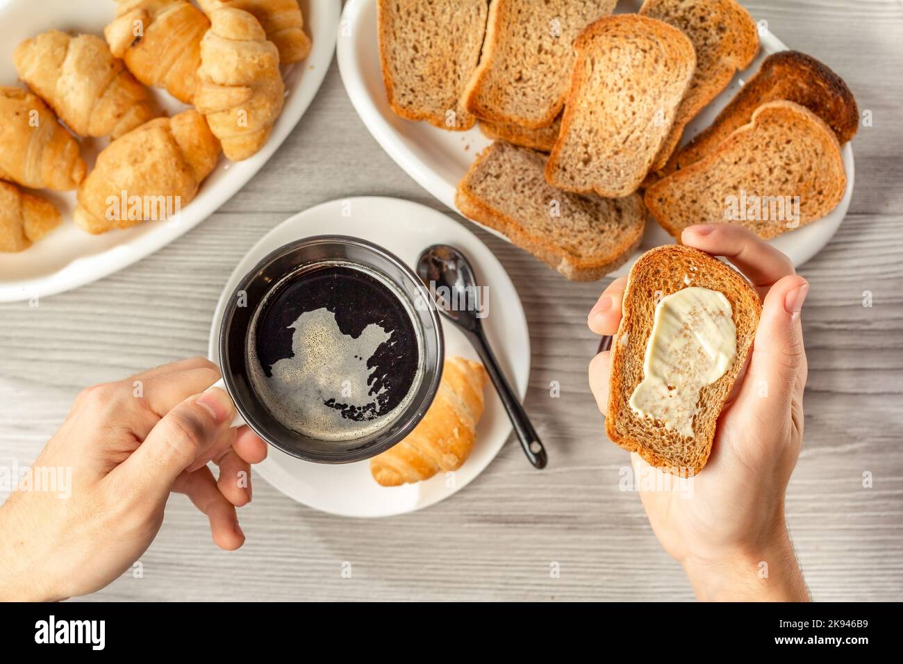 Butter croissant cup coffee hi-res stock photography and images - Alamy