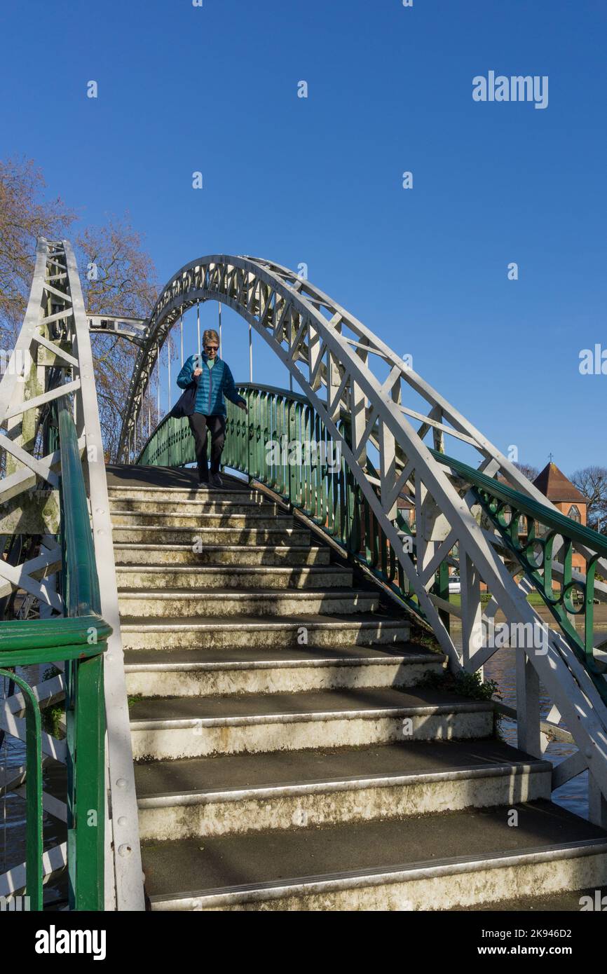 The suspension footbridge, Bedford, UK; built in 1888 to join the ...