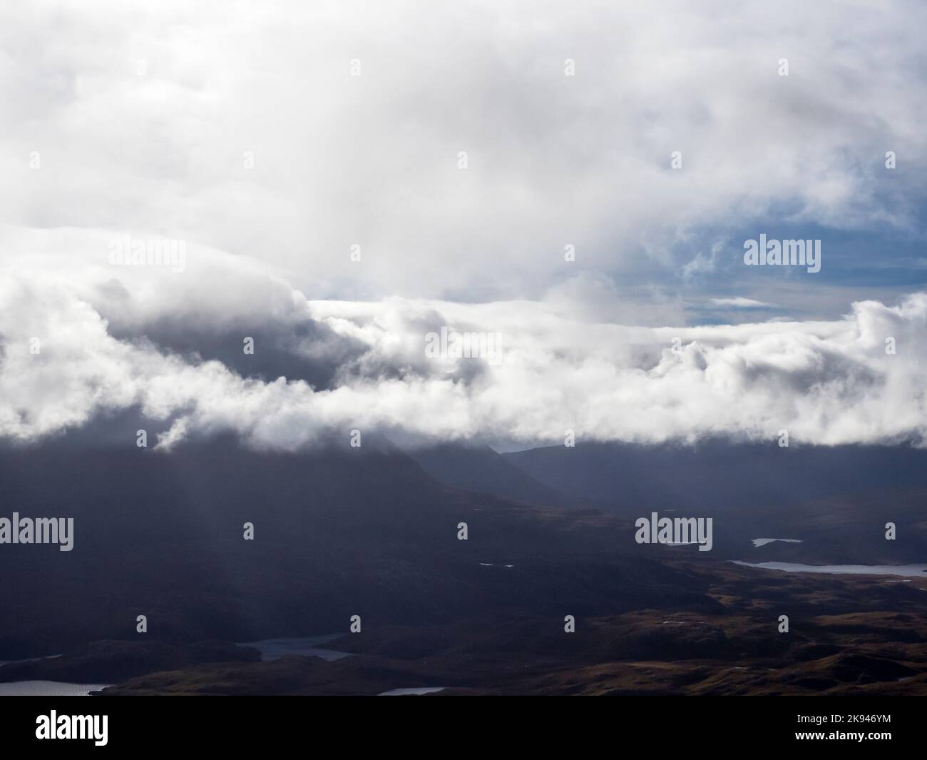 Cloud spilling over Cul mor from Suilven, Assynt, Scotland, UK Stock ...