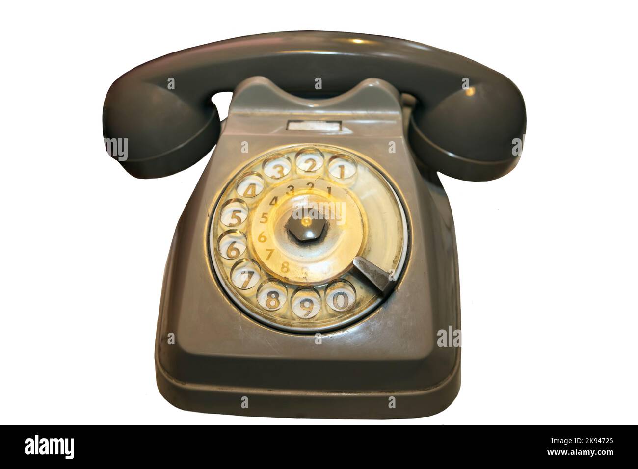 An old and used vintage Italian home telephone, a collectible object to ...