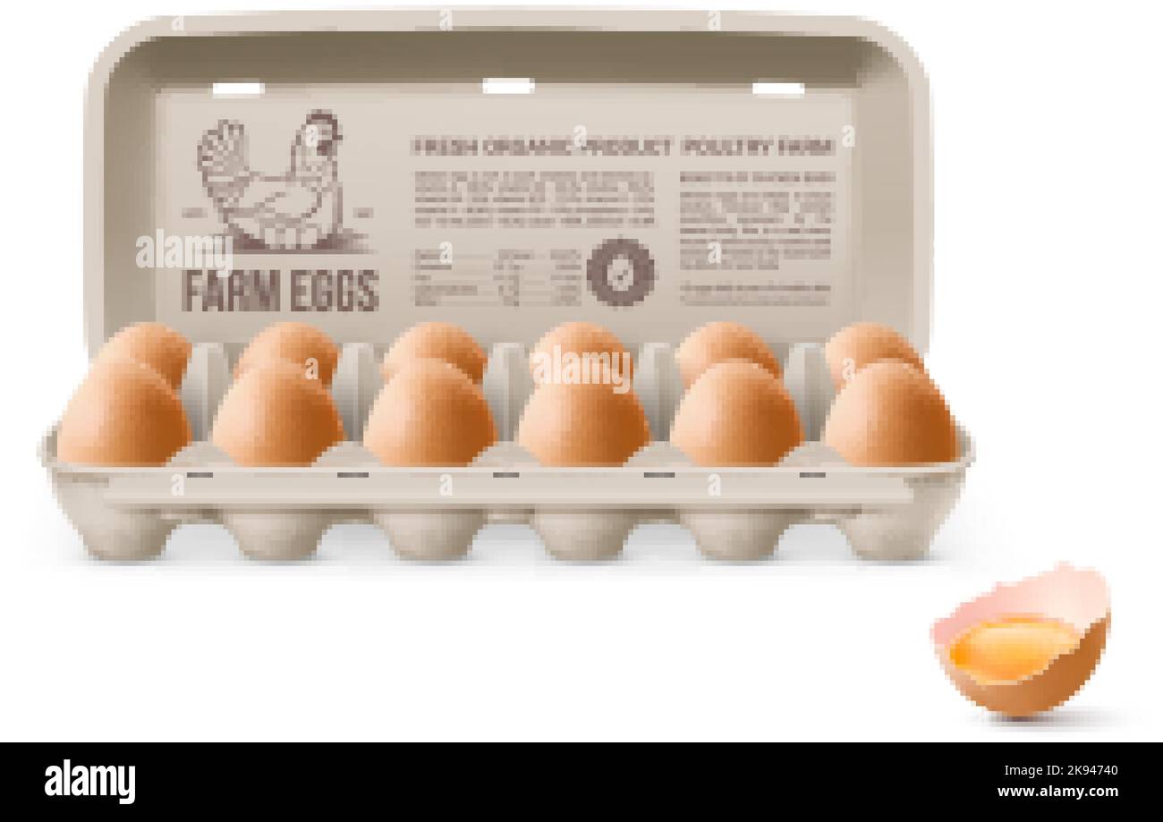 Broken egg in egg carton Stock Vector Images - Alamy