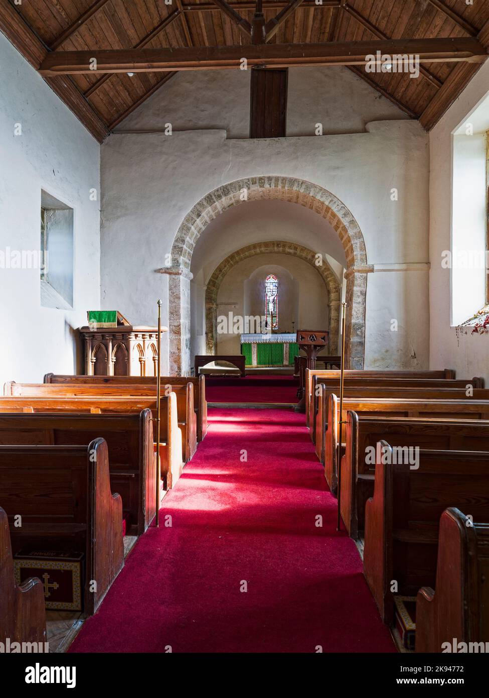 Interior of St Aidans Church, Throckrington, Northumberland, UK Stock ...