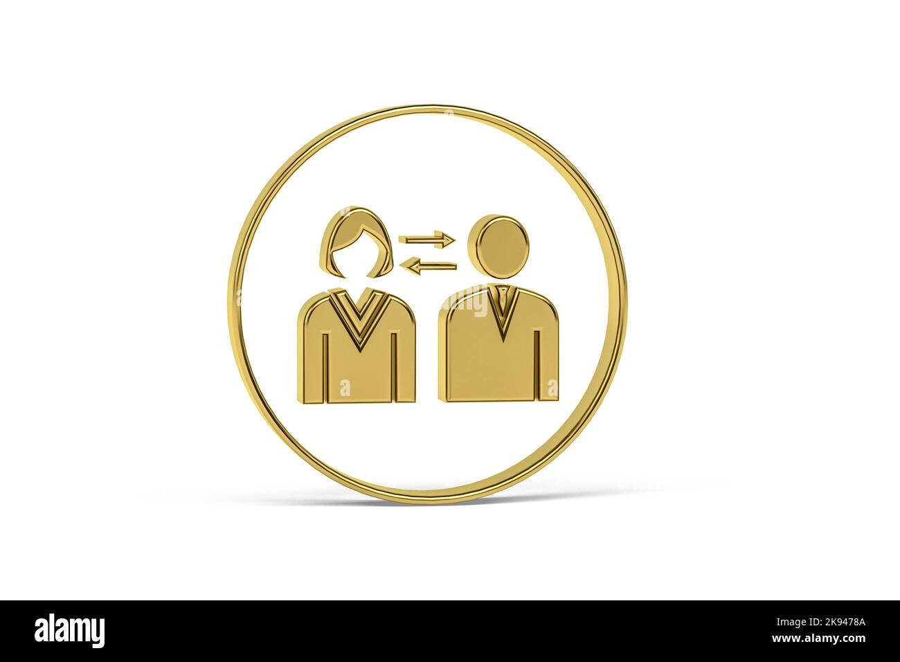 Golden 3d interaction icon isolated on white background - 3d render ...