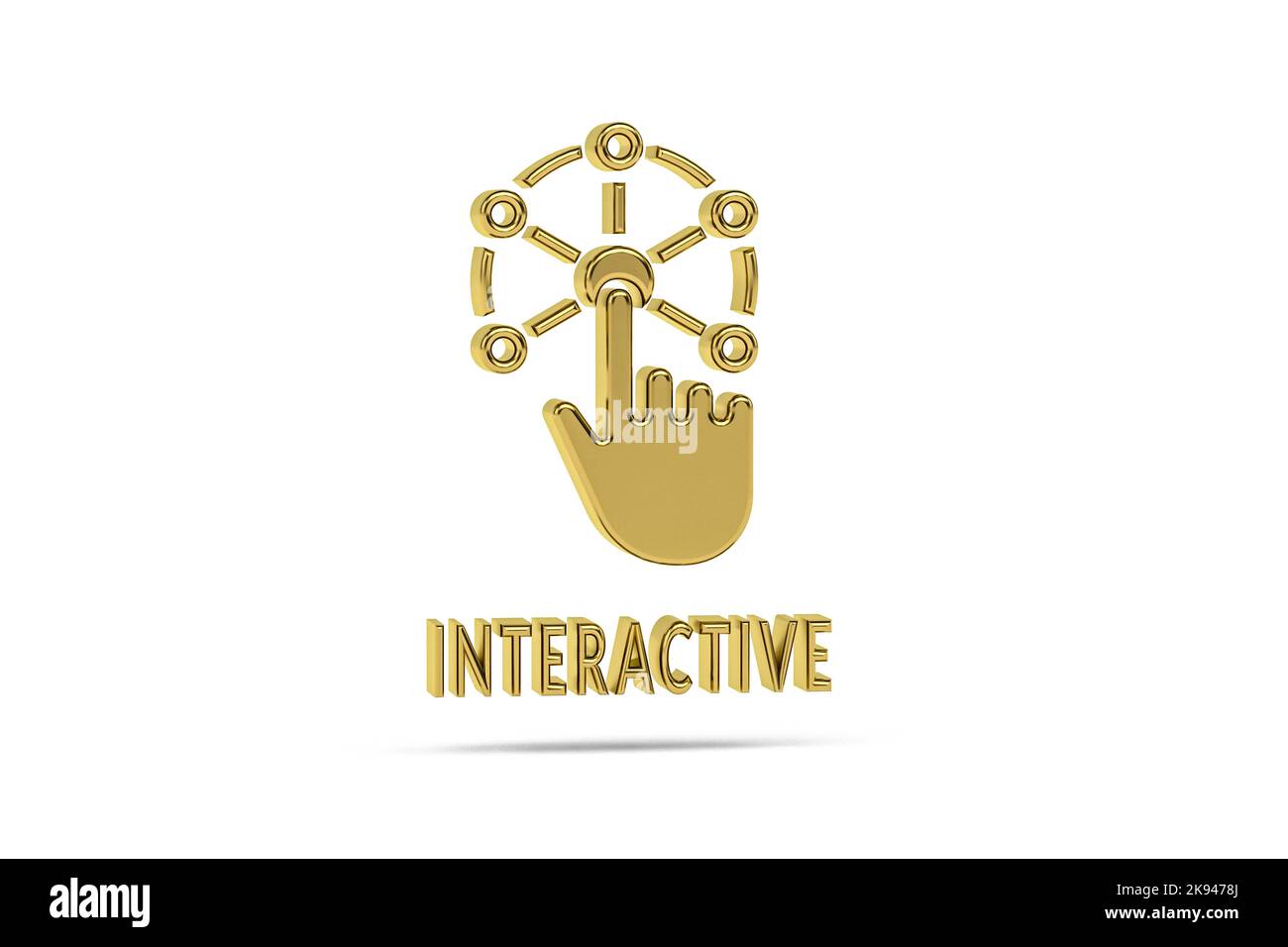 Golden 3d interaction icon isolated on white background - 3d render ...