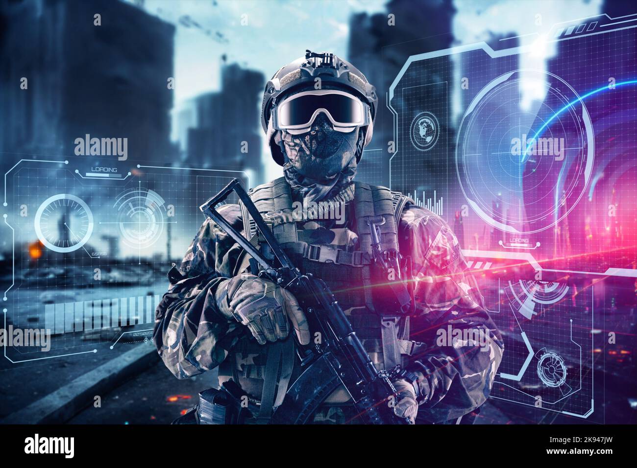 Soldier special forces in glasses with weapons in their hands on a ... Soldier special forces in glasses with weapons in their hands on a ...