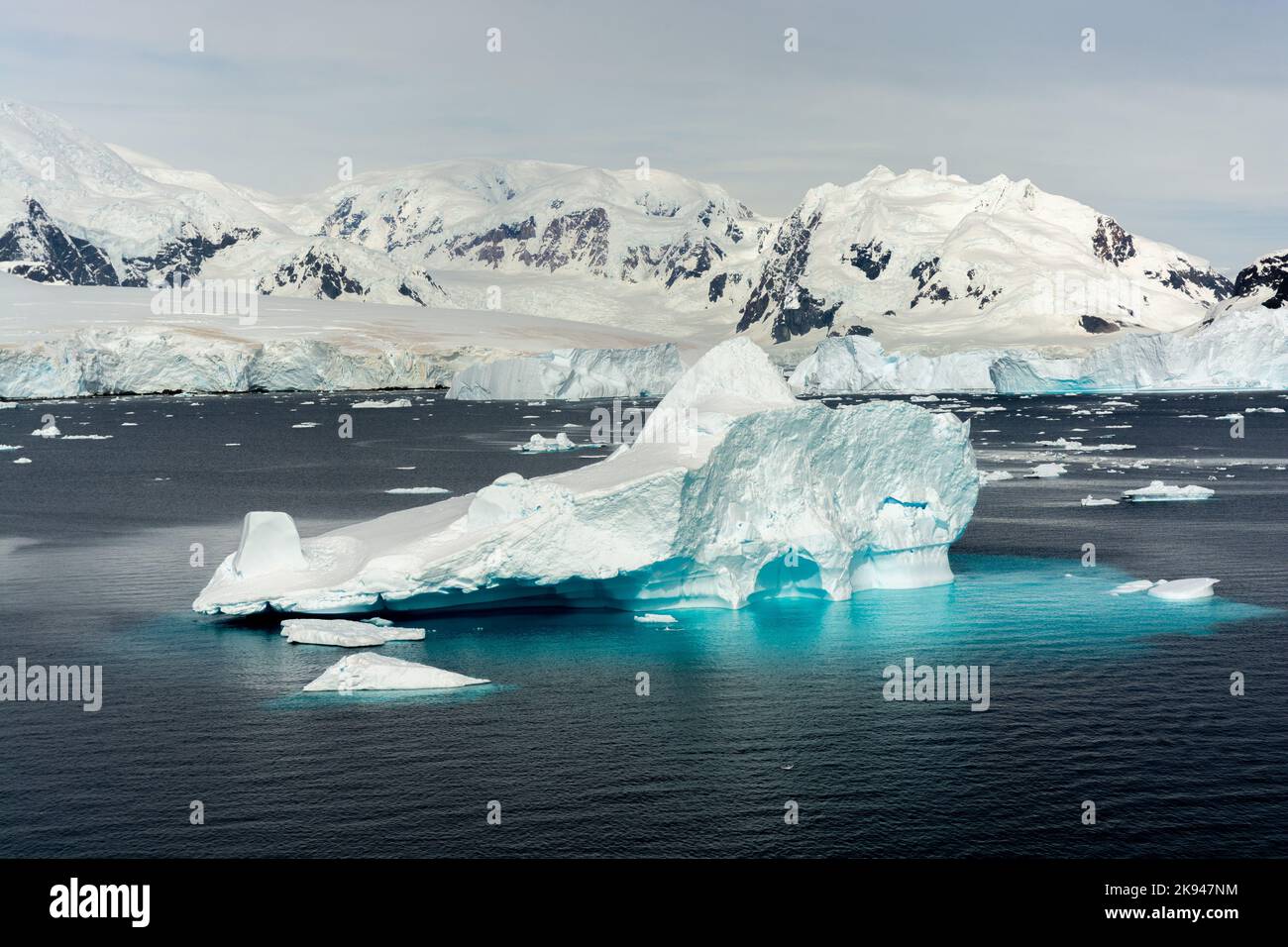unusual shaped iceberg showing large amount of ice underwater. near ...