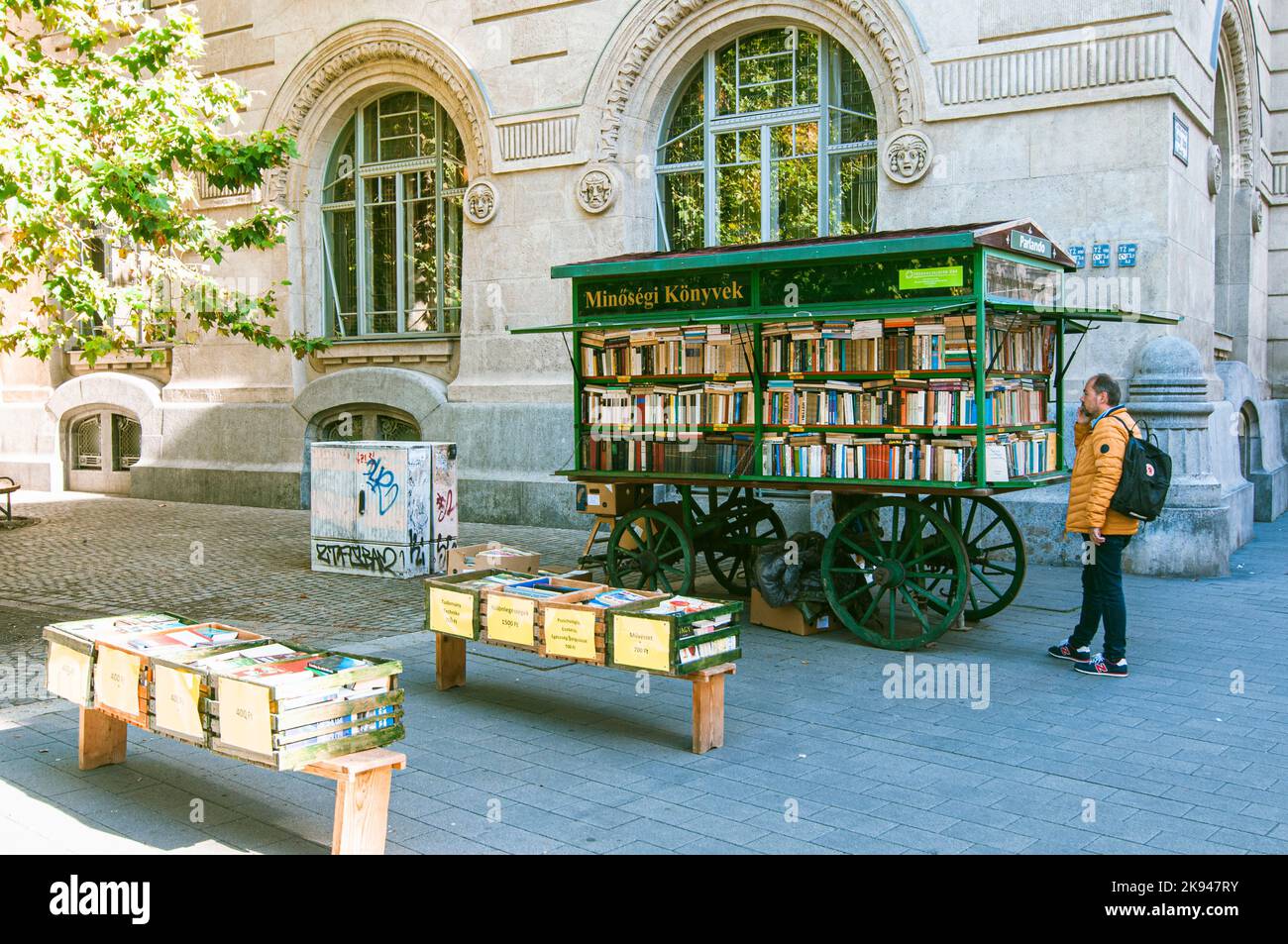 Used books vendor. Photographed at Liszt Ferenc Ter (Franz Liszt Square ...
