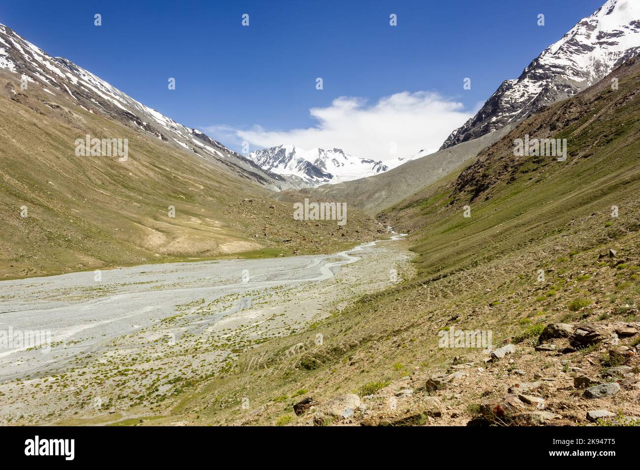 Beautiful panoramic landscape of barren mountains of Zanskar in the ...